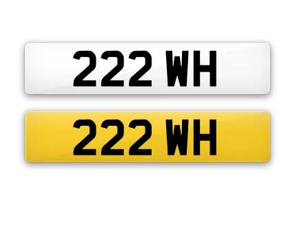 222WH private number plate from Plates4less