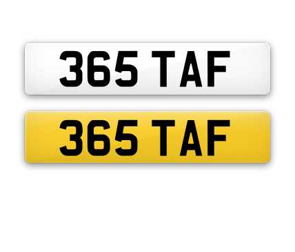 365TAF private number plate from Plates4less