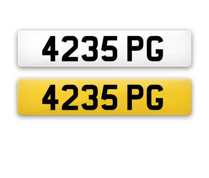 4235PG private number plate from Plates4less