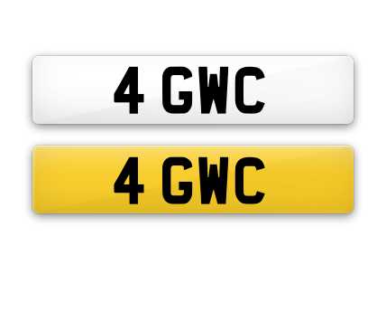 4GWC private number plate from Plates4less