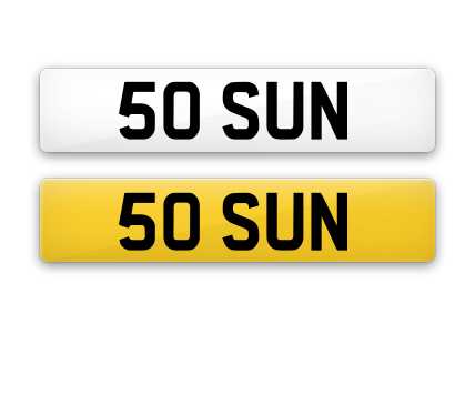 50SUN private number plate from Plates4less