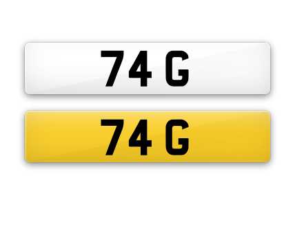 74G private number plate from Plates4less