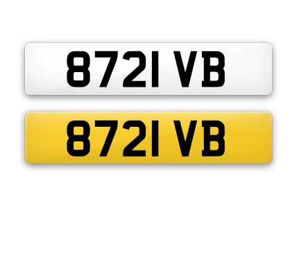 8721VB private number plate from Plates4less
