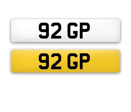 92GP private number plate from Plates4less