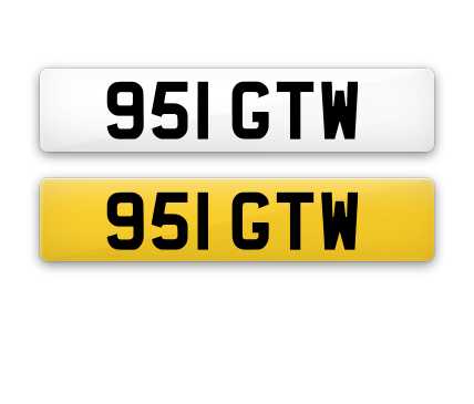 951GTW private number plate from Plates4less