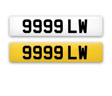 9999LW private number plate from Plates4less