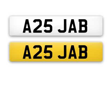 A25JAB private number plate from Plates4less