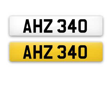 AHZ340 private number plate from Plates4less