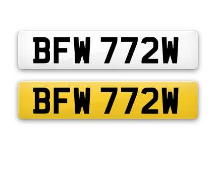 BFW772W private number plate from Plates4less