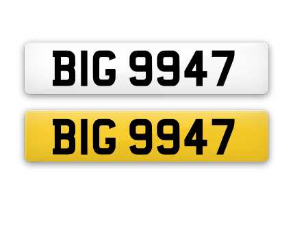 BIG9947 private number plate from Plates4less