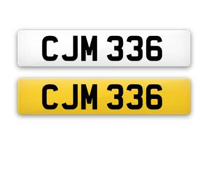 CJM336 private number plate from Plates4less
