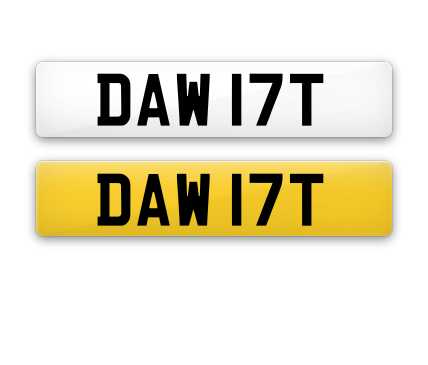 DAW17T private number plate from Plates4less