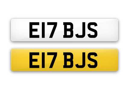 E17BJS private number plate from Plates4less