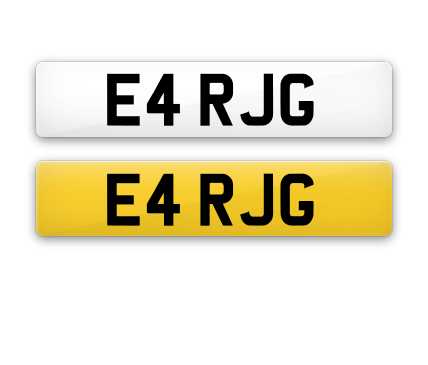 E4RJG private number plate from Plates4less