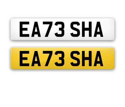 EA73SHA private number plate from Plates4less
