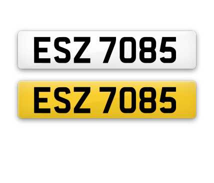 ESZ7085 private number plate from Plates4less