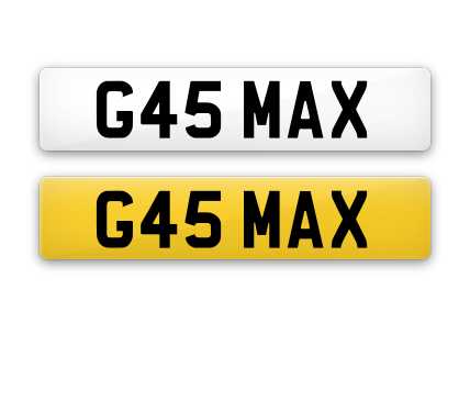 G45MAX private number plate from Plates4less