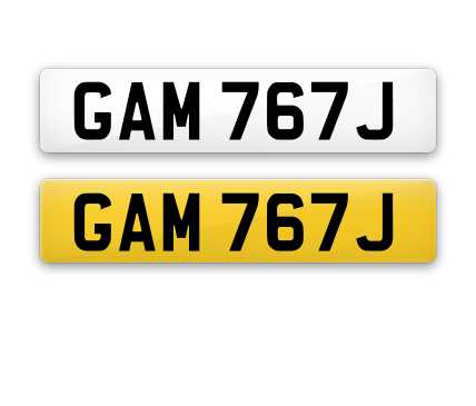 GAM767J private number plate from Plates4less