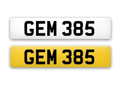 GEM385 private number plate from Plates4less