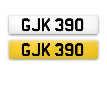 GJK390 private number plate from Plates4less