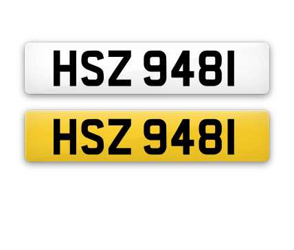 HSZ9481 private number plate from Plates4less