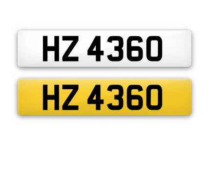 HZ4360 private number plate from Plates4less