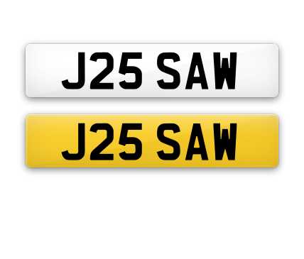 J25SAW private number plate from Plates4less