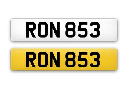 RON853 private number plate from Plates4less
