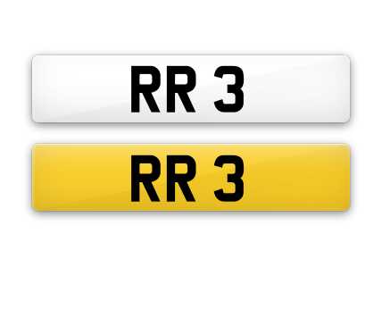 RR3 private number plate from Plates4less