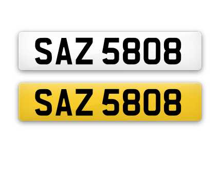 SAZ5808 private number plate from Plates4less