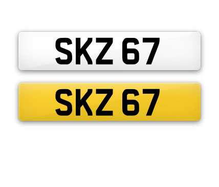 SKZ67 private number plate from Plates4less
