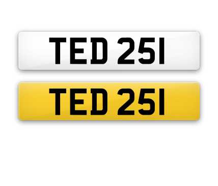 TED251 private number plate from Plates4less