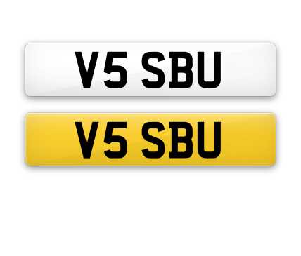 V5SBU private number plate from Plates4less