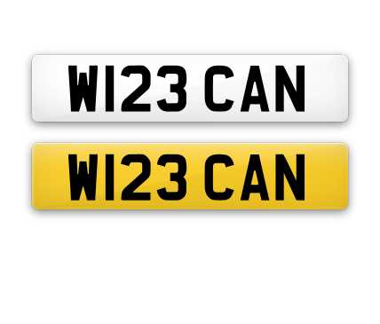 W123CAN private number plate from Plates4less