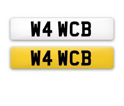 W4WCB private number plate from Plates4less