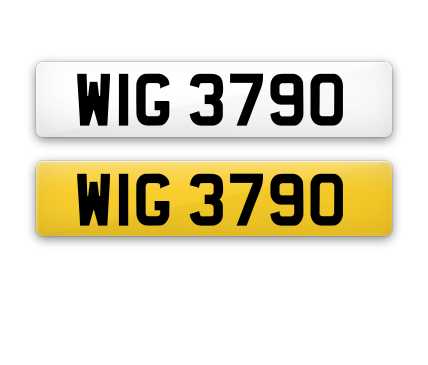 WIG3790 private number plate from Plates4less