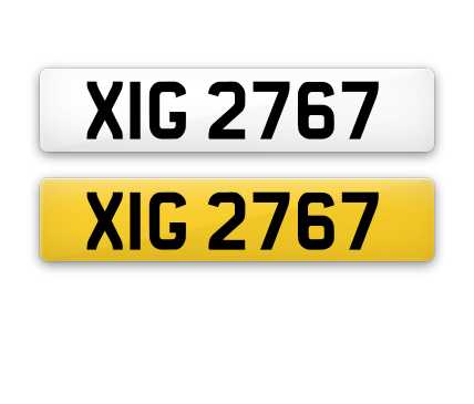 XIG2767 private number plate from Plates4less